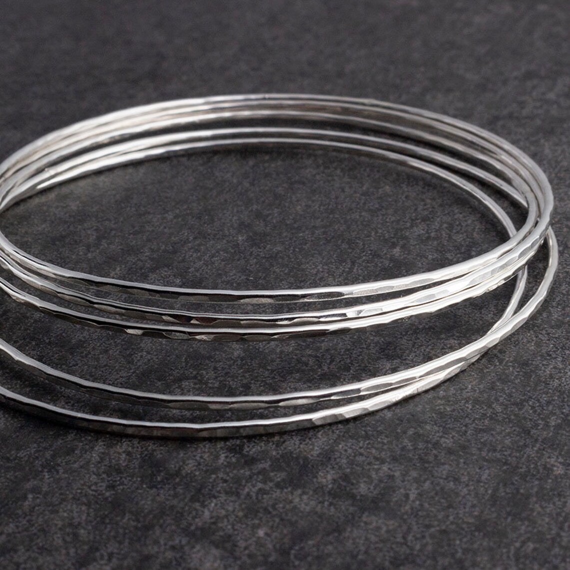 Silver Bangles Silver Bangle Set Handmade Bangles Hammered - Etsy