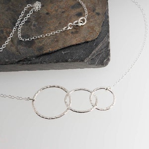 Three Rings Karma Sterling Silver Eternity Necklace, Handmade Jewelry ...
