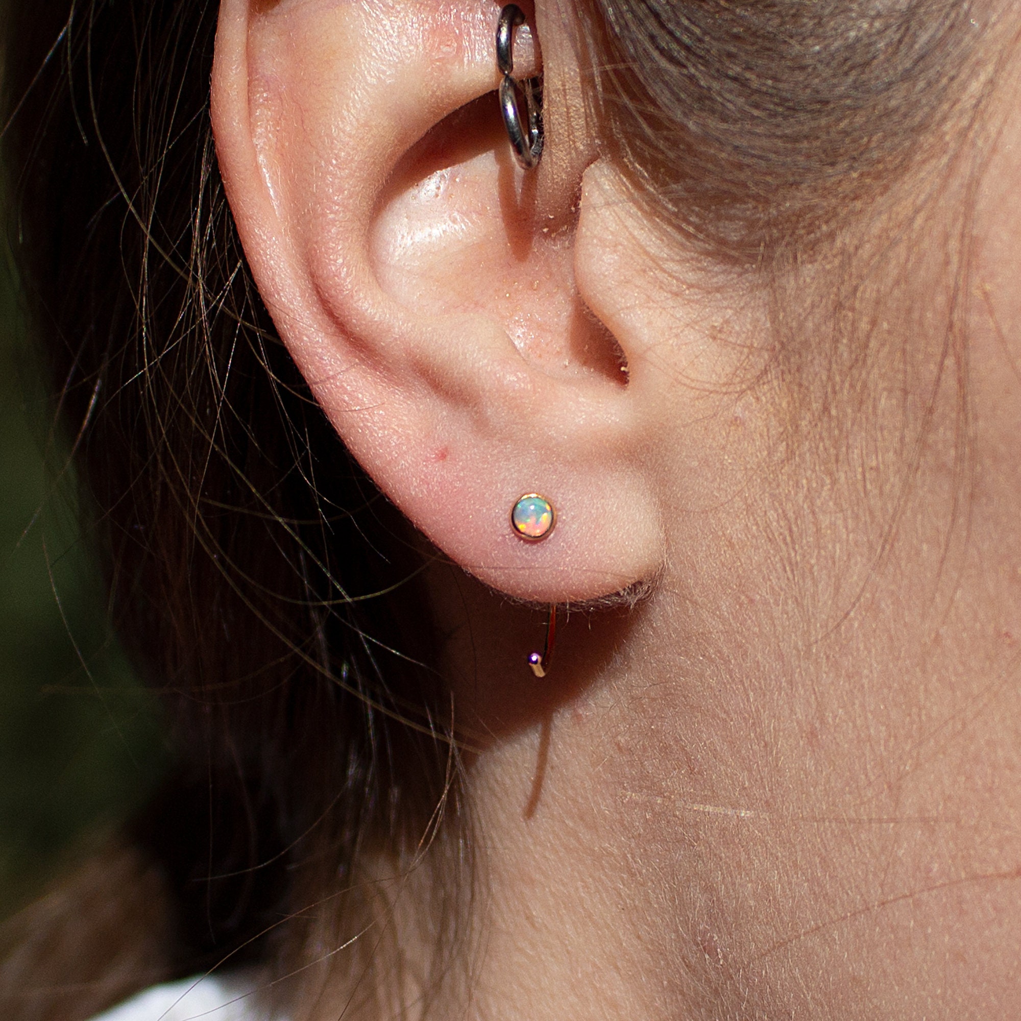 Gold Hoop Earrings Opal Tiny Hug Hoops Tiny Opal Hoops | Etsy