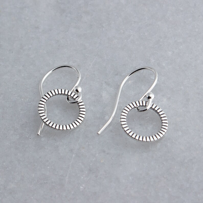 9mm Line Hammered Ring Drop of Solid Sterling Silver Earrings | Etsy