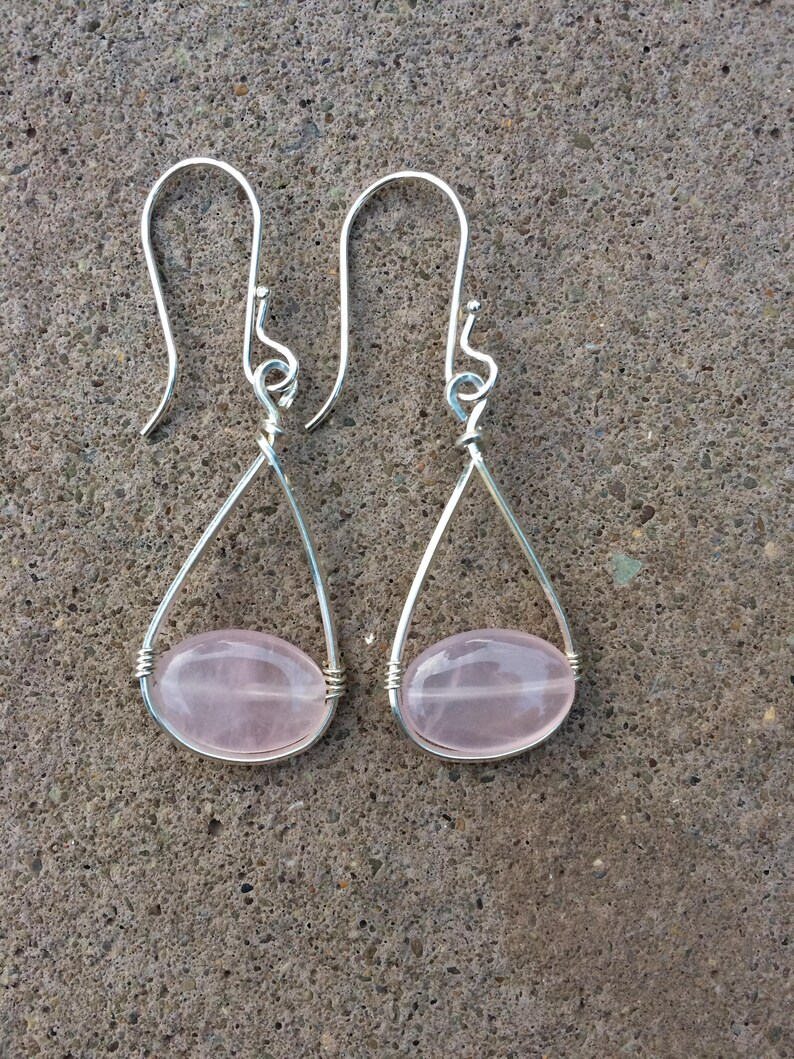Rose Quartz Crystal Earrings Sterling Silver Rose Quartz | Etsy