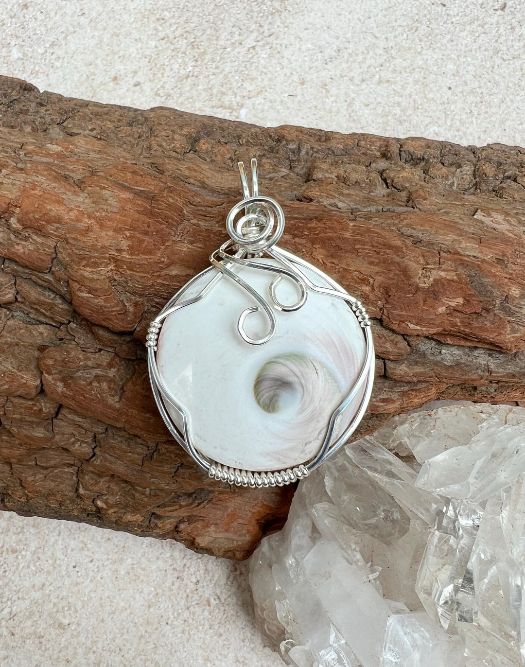 Shiva Shell Sterling Silver Pendant: Reiki Infused Pacific Cat's Eye ...