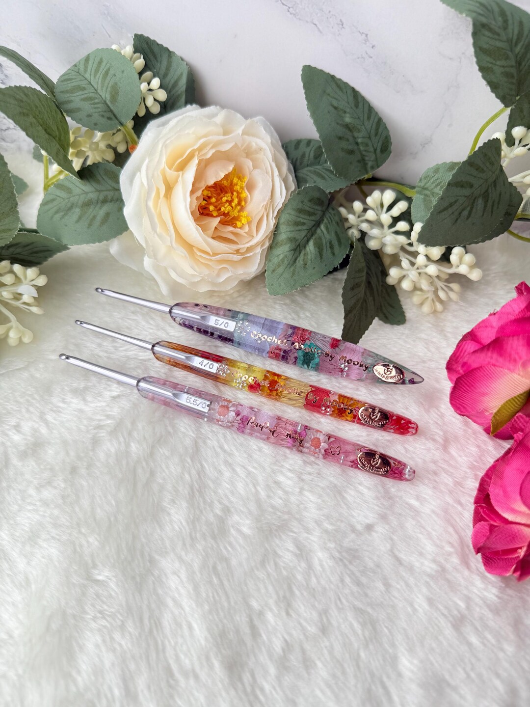 Etimo Murasaki Needle Head, Personalized Real Flower Crochet Hook ...