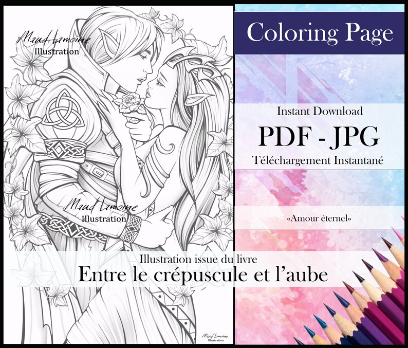 Eternal Love Coloring Page Coloring Page Instant Download Printable ...