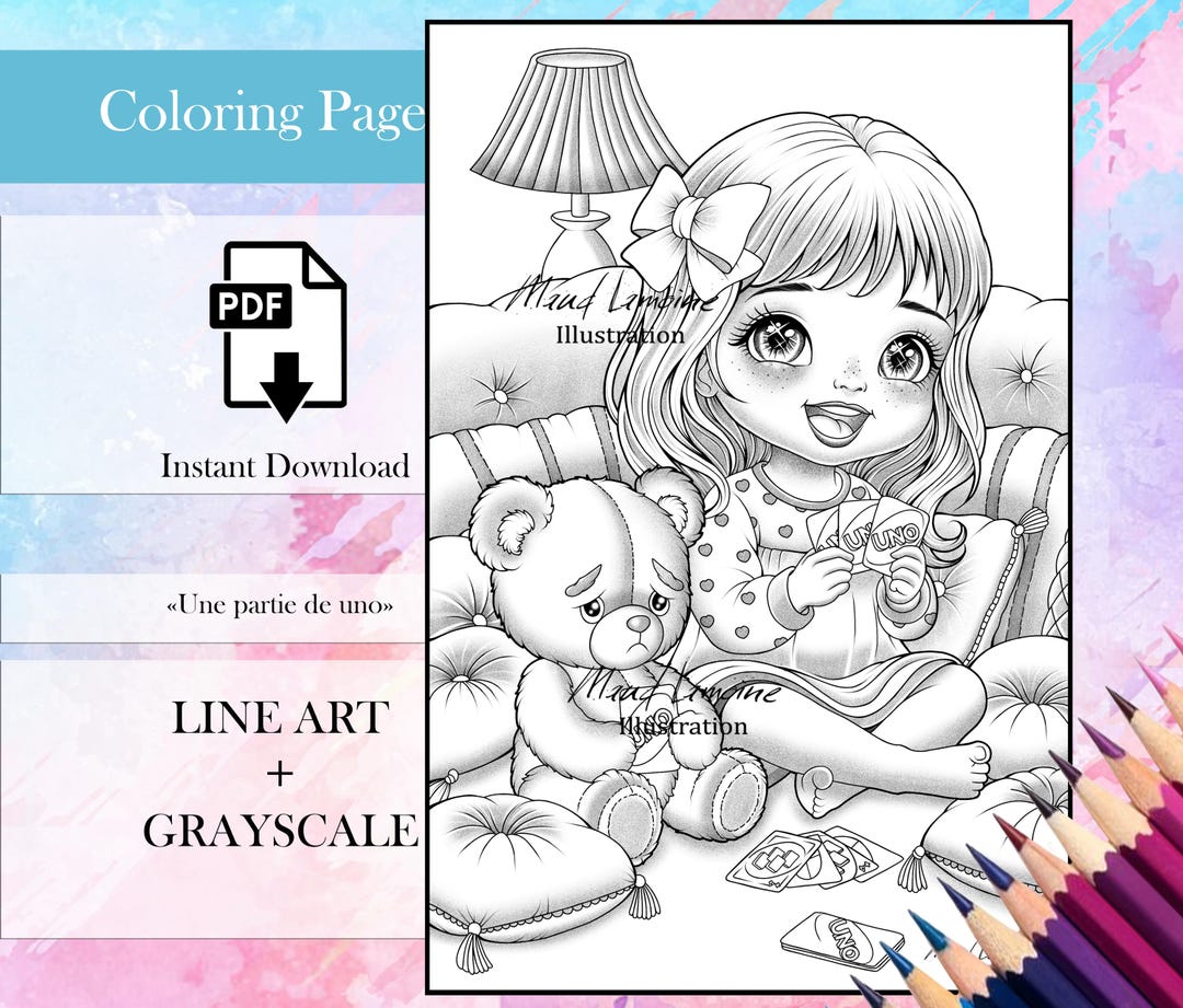 A Game of Uno - Coloring Page - Coloring Page - Instant Download ...