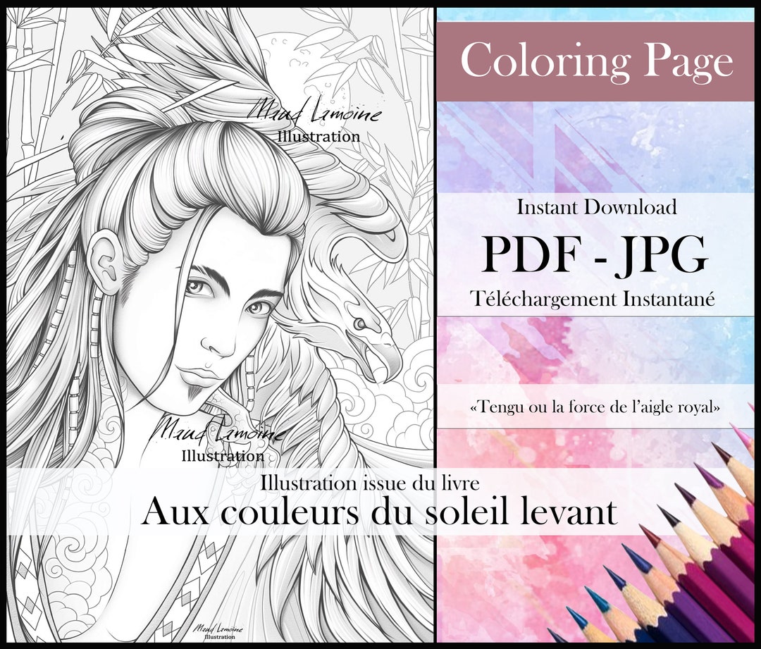 Tengu or the Strength of the Golden Eagle Coloring Page Coloring Page ...