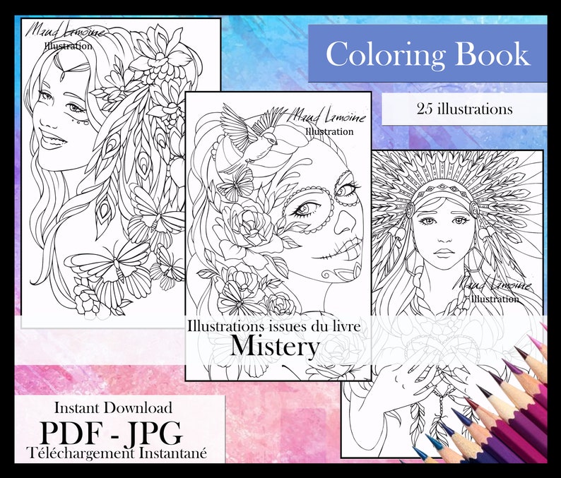 Mystery - 25 Coloring Pages - Instant Download Printable Files (PDF) by ...