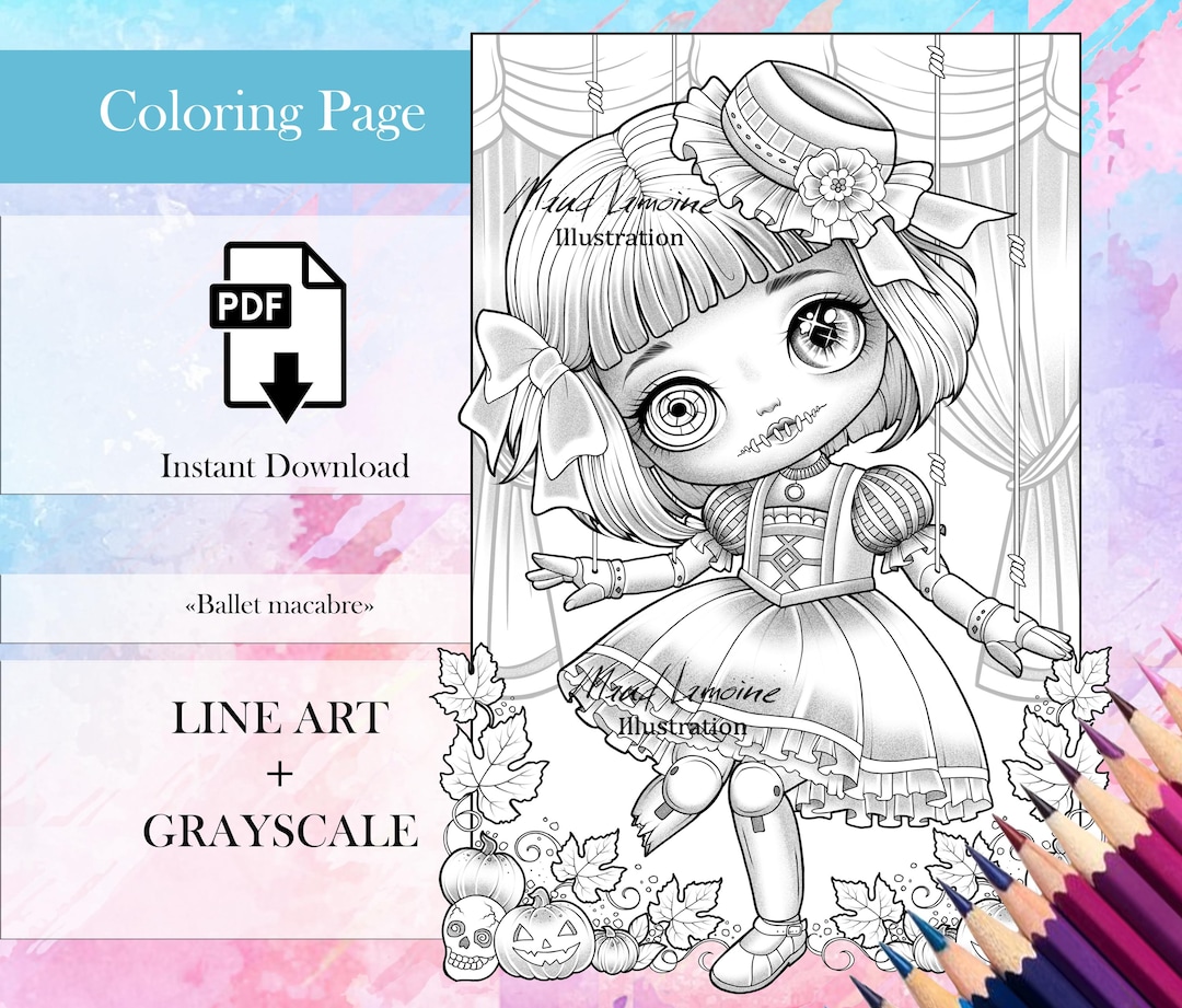 Ballet Macabre - Coloring Page - Coloring Page - Instant Download ...