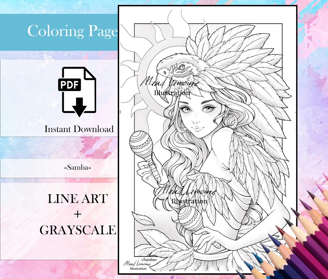 Samba - Coloring Page - Coloring Page - Instant Download Printable File ...