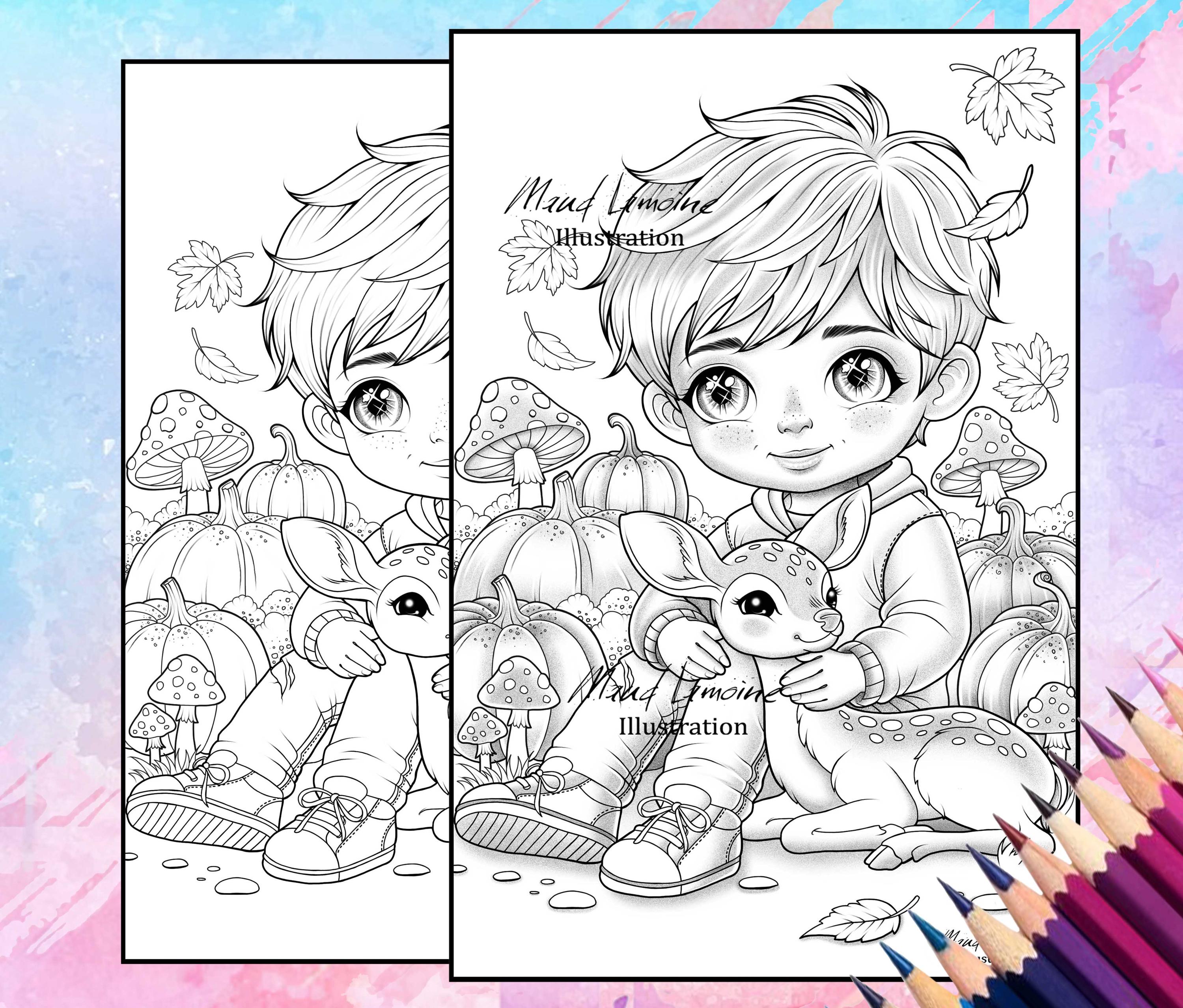 Autumn Breeze - Coloring Page - Coloring Page - Instant Download ...