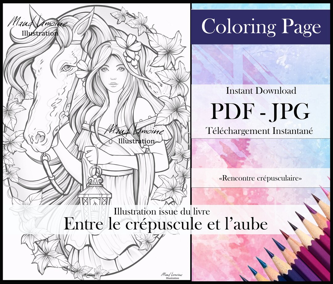 Stroll at Dawn Coloring Page Coloring Page Instant Download Printable ...