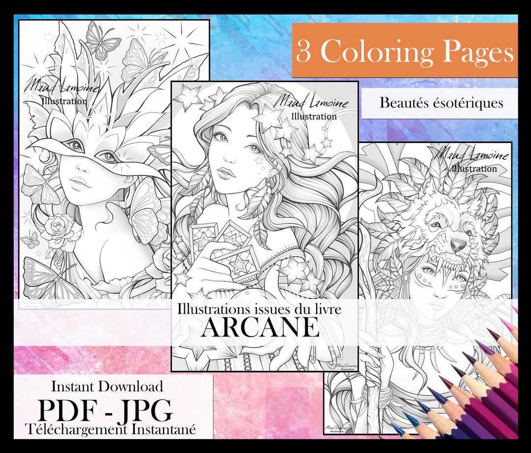 Esoteric Beauties - 3 Coloring Pages - 3 Coloring Pages - Instant ...