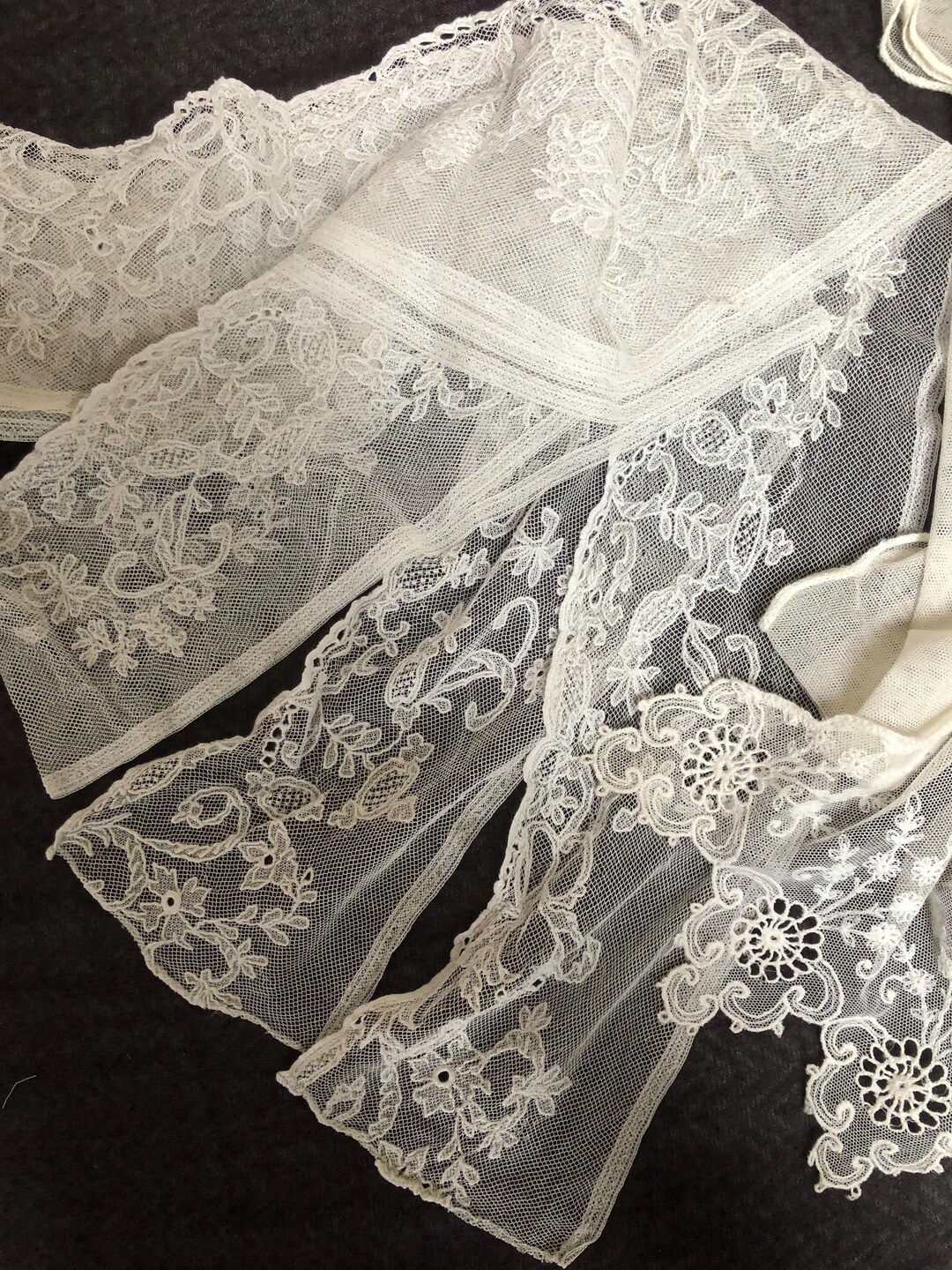 3 Antique Vintage Cotton Lace Sashes Victorian Edwardian Lace Trim ...