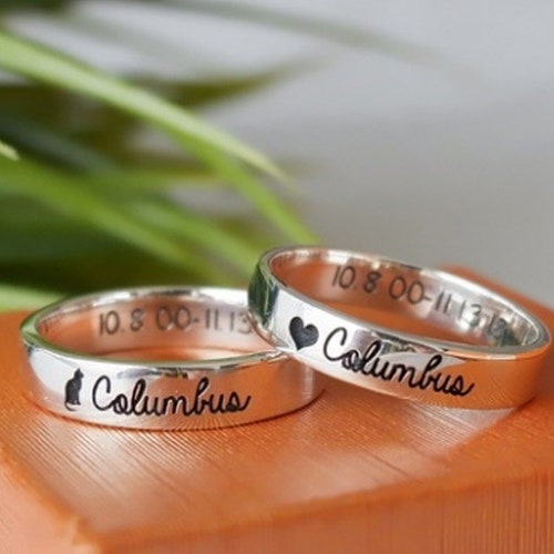Personalized Rings Stamped Rings His and Her Promise Rings - Etsy
