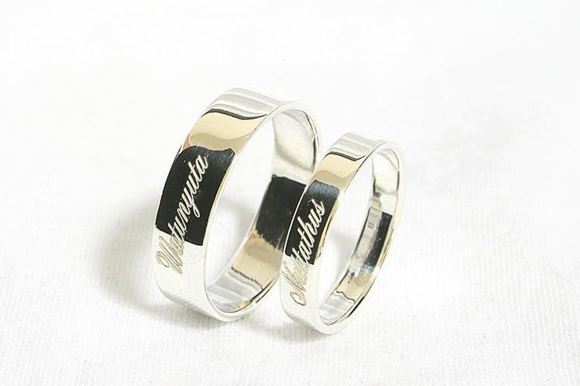 Engraved Ring White Font for Engraved 4 6 Mm. 925 Sterling - Etsy