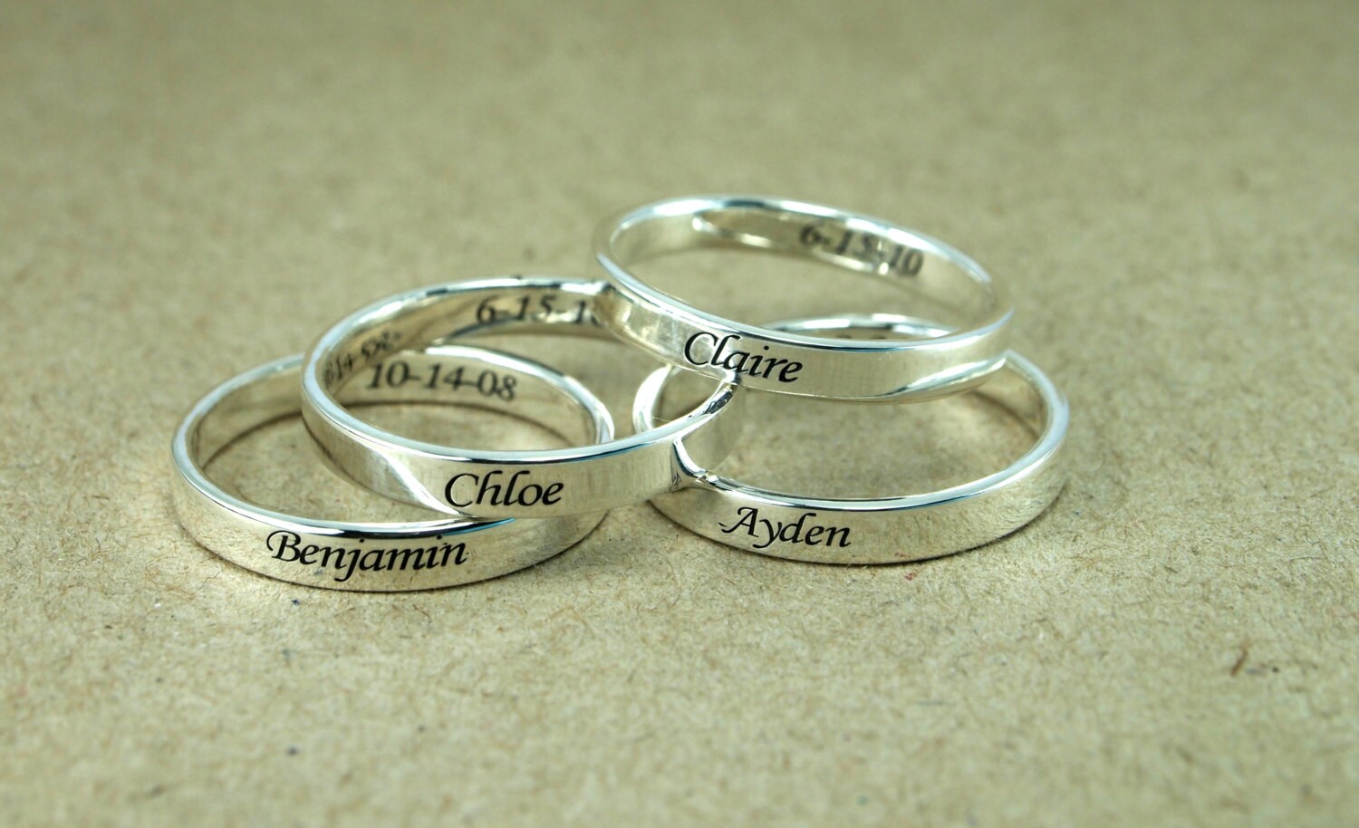 Custom Name Ring Band Ring Sterling Silver Personalized - Etsy