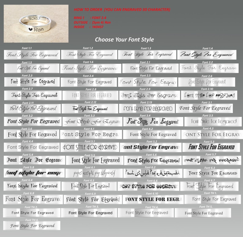 Engraved Ring White Font for Engraved 4 6 Mm. 925 Sterling - Etsy