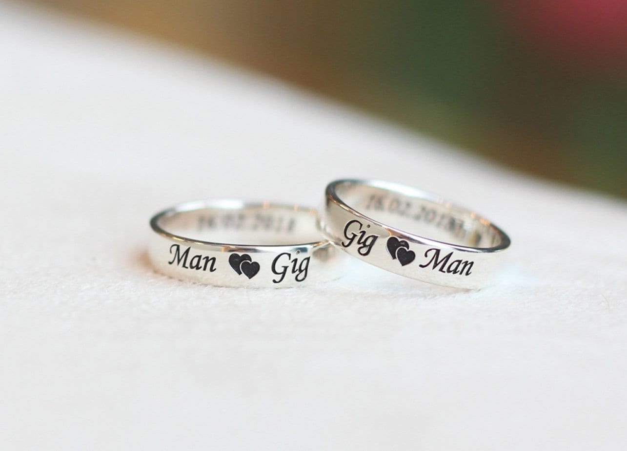 Personalized Rings Stamped Rings His and Her Promise Rings | Etsy