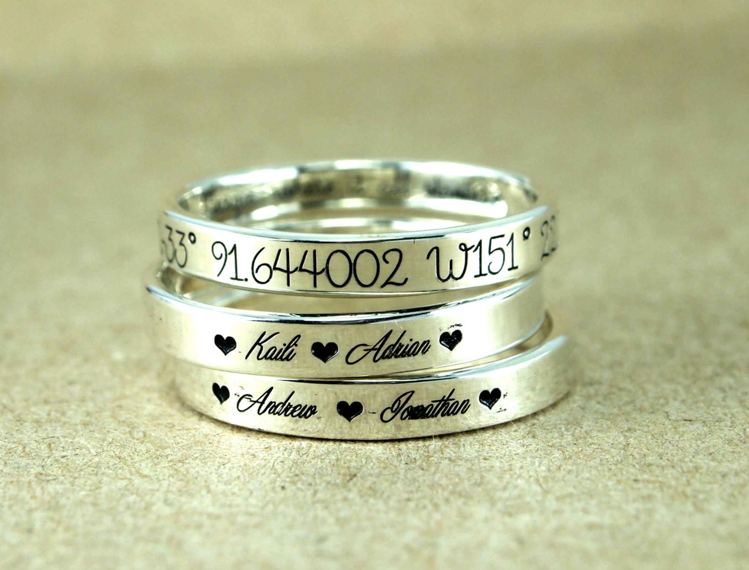 GPS COORDINATES Ring Personalized Stacking Ring Stackable | Etsy