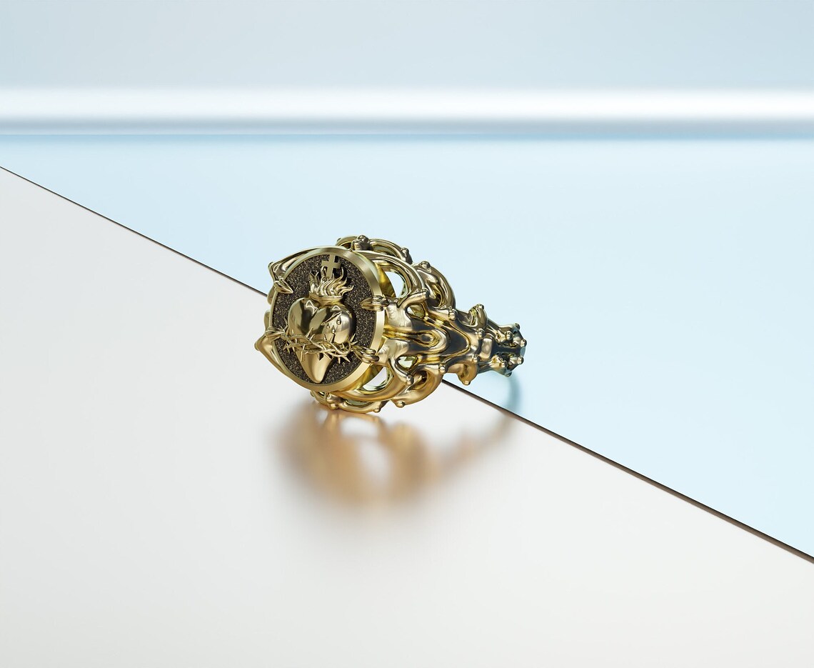 Sacred Heart of Jesus Ring for Women Christian Cross Jewelry - Etsy