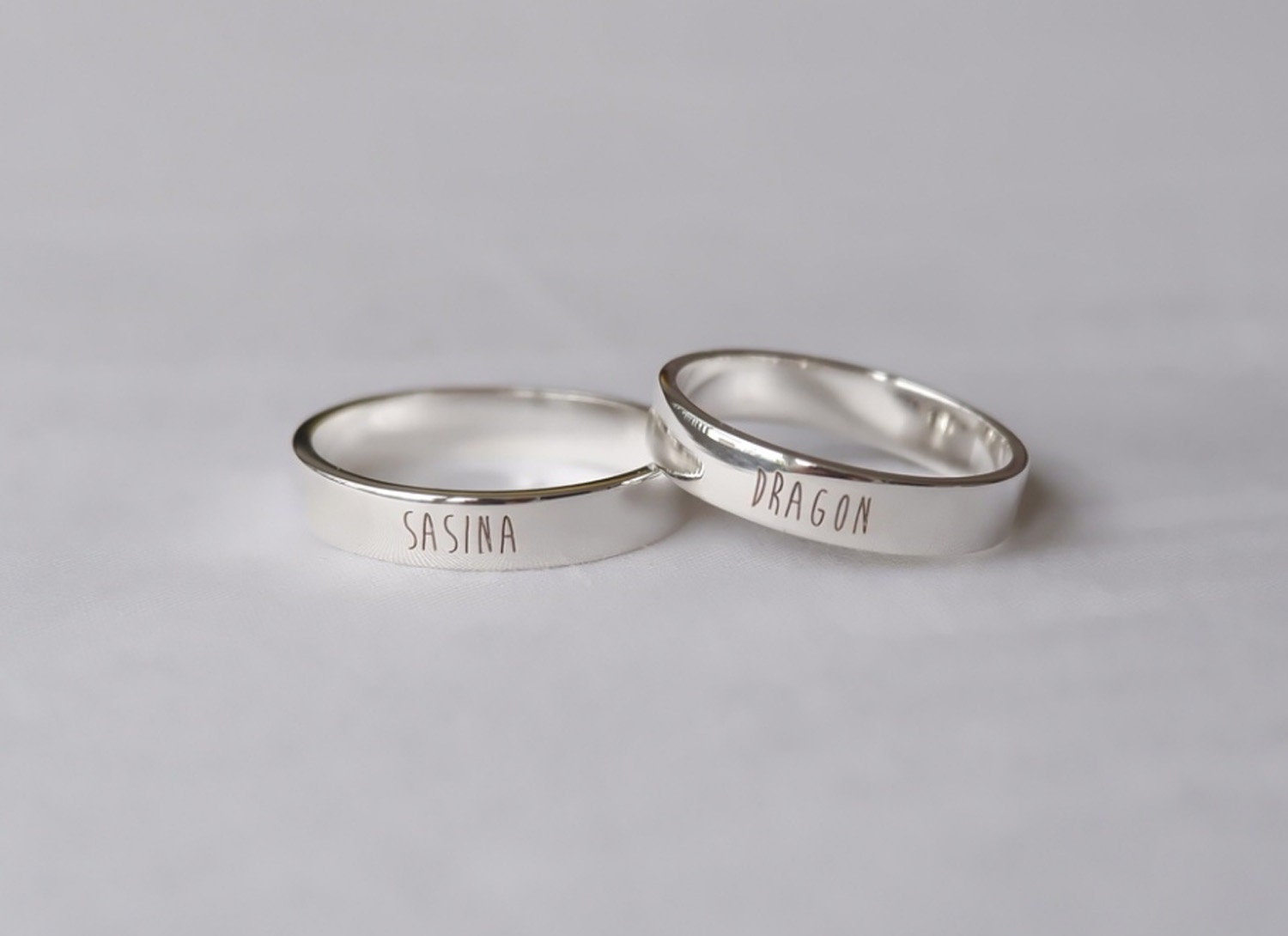 Personalized Name Ring Silver 4 Mm Ring Promise Ring | Etsy