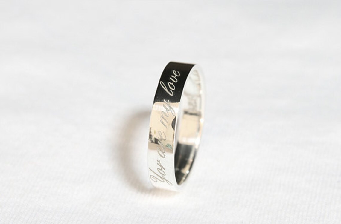 Engraved Ring White Font for Engraved 4 6 Mm. 925 Sterling - Etsy