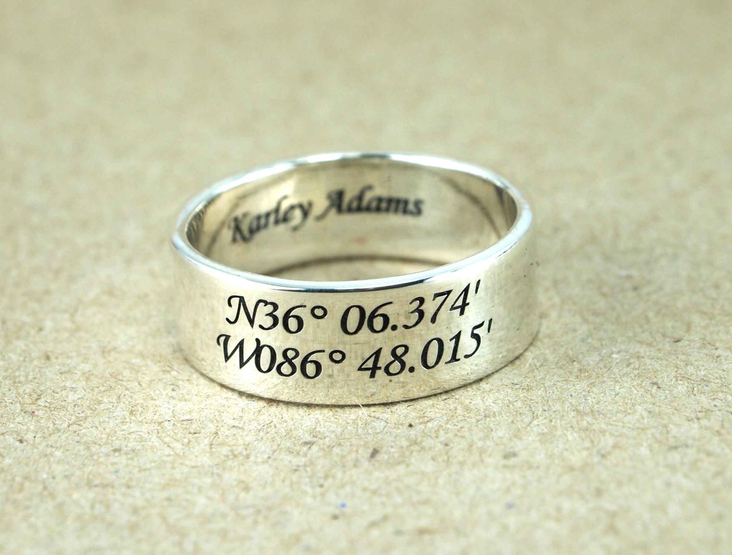 Custom coordinates ring Custom GPS Coordinates Mens and | Etsy