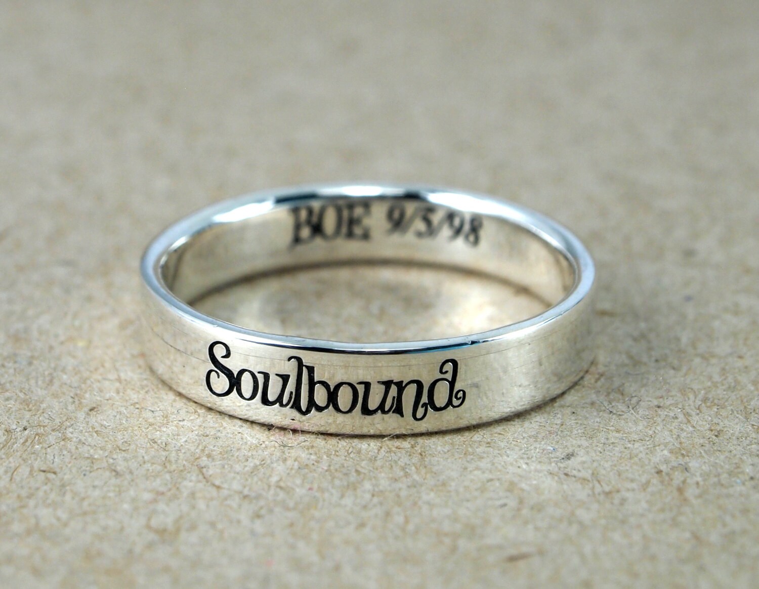 Custom ENGRAVED Wedding Ring Personalized Sterling Silver | Etsy