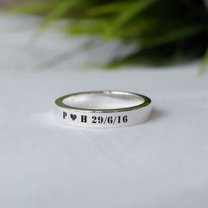 Custom ENGRAVED Wedding Ring - Personalized Sterling Silver Ring ...