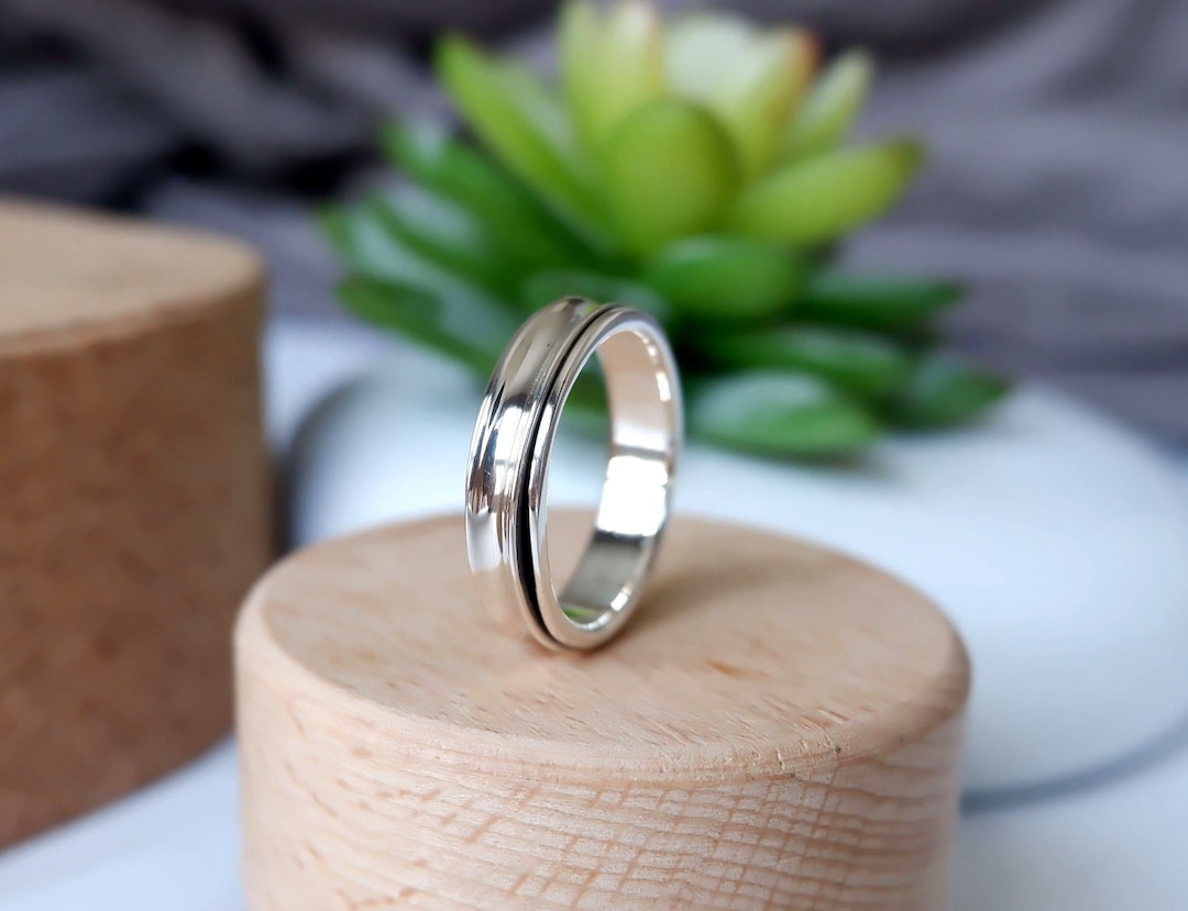 Sterling Silver Spinner Ring: Personalized Promise Ring, Custom Stamped ...