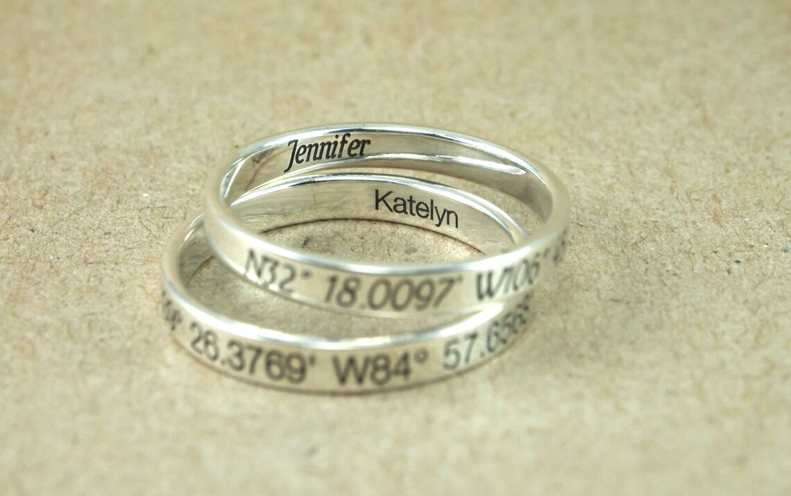Coordinates Ring Latitude Longitude Ring Location Ring | Etsy