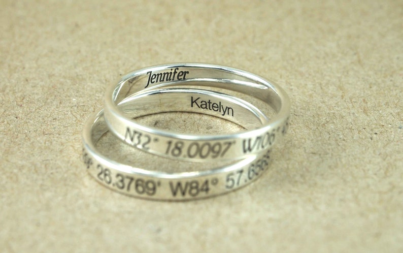 Coordinates Ring Latitude Longitude Ring Location Ring - Etsy