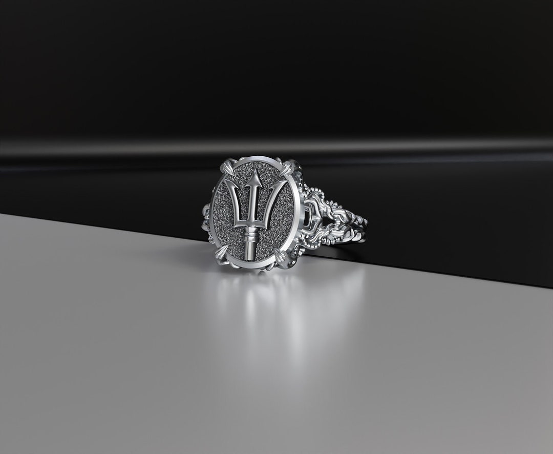 925 Sterling Silver Poseidon Trident Ring for Women Greek Mythology ...