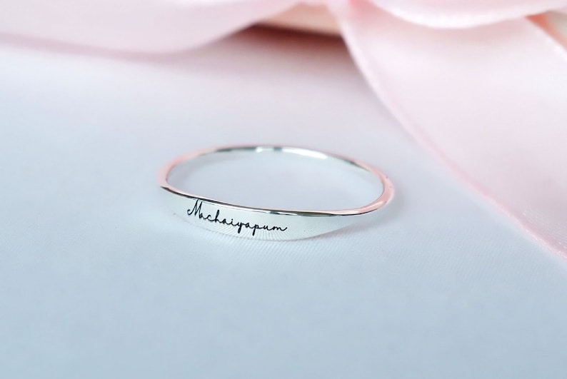 Custom Name Ring Personalized Stacking Ring Skinny Stackable | Etsy