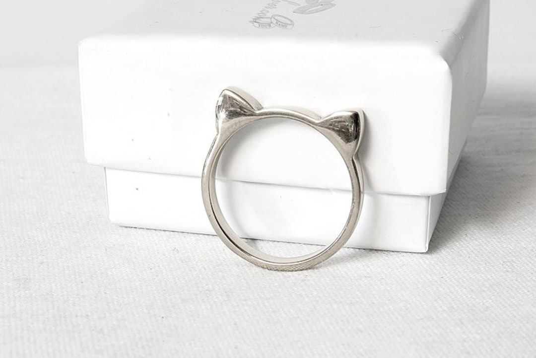 Cat Ears Ring – Cat Ring, Stacking Ring, Kawaii Cat Ears Ring, 925 ...