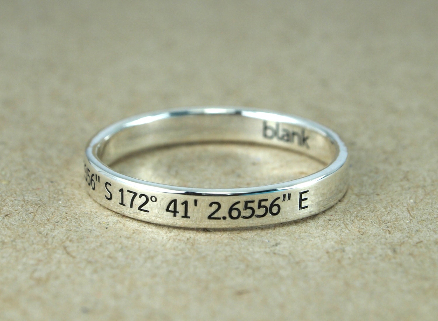 Dainty Coordinates Ring Location Ring Stackable Band Ring | Etsy UK