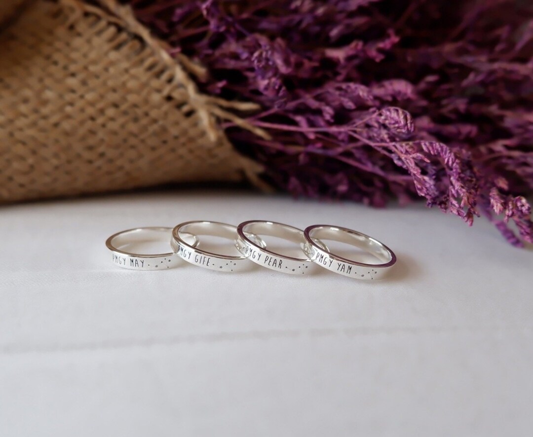 Stackable Name Ring, 3 Mm Wide Personalized Stacking Rings, Name Ring ...