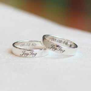 Engraved Promise Rings, Personalized Rings, Couple's Ring Set Engraved ...