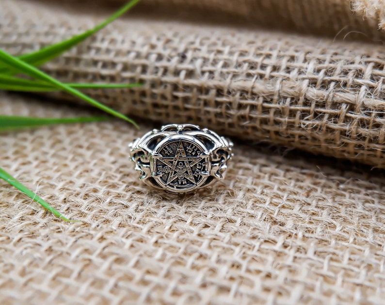 925 Sterling Silver Tetragramaton Ring for Women Pentagram of - Etsy