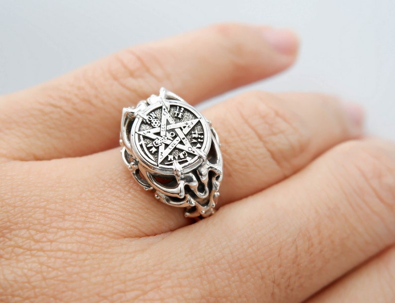 925 Sterling Silver Tetragramaton Ring for Women Pentagram of - Etsy