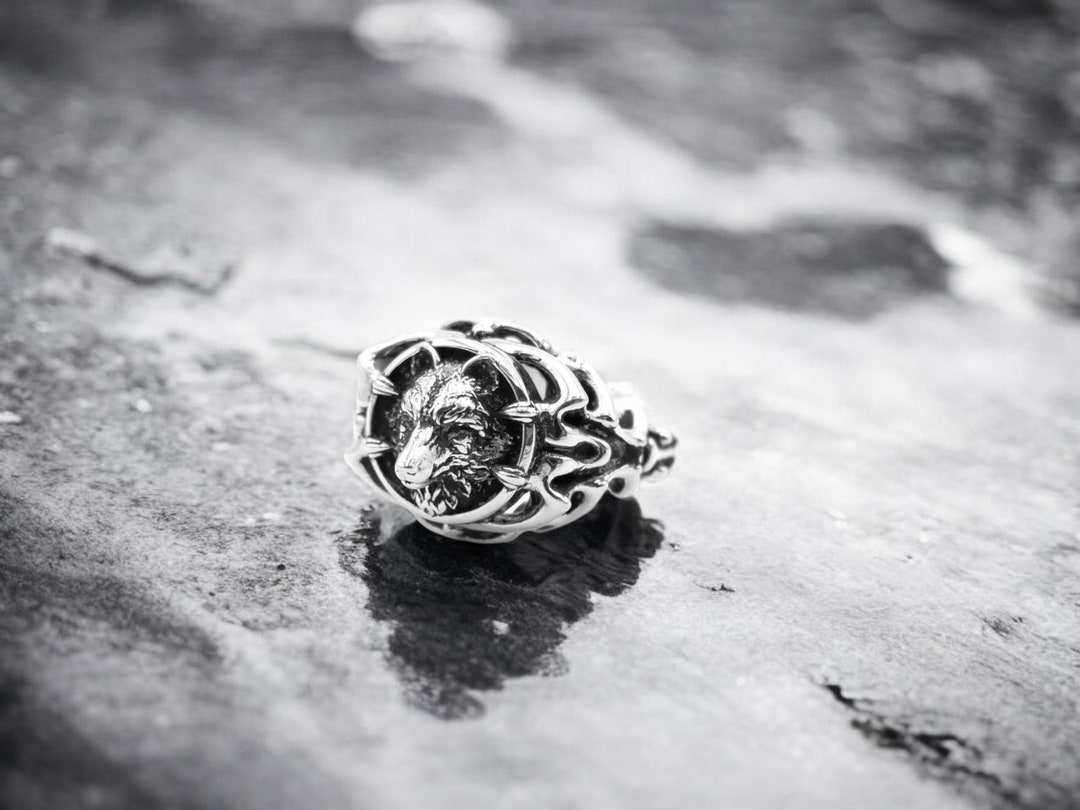 925 Sterling Silver Wolf Head Ring for Women Norse Viking Jewelry - Etsy