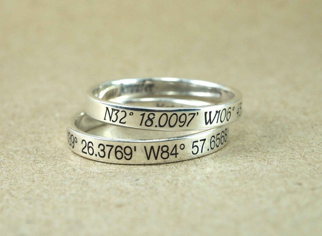 Coordinates Ring, Latitude Longitude Ring, Location Ring, Personalized ...