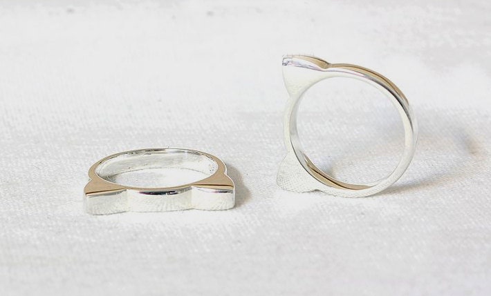 Cat Ears Ring Cat Ring Stacking Ring Kawaii Cat Ears Ring - Etsy