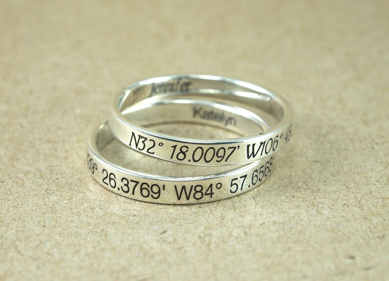 Coordinates Ring Latitude Longitude Ring Location Ring | Etsy