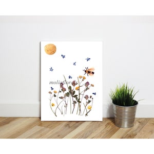 BUMBLE BEE Pressed Flowers Art Print| Picture Wall Art Home Decor ...