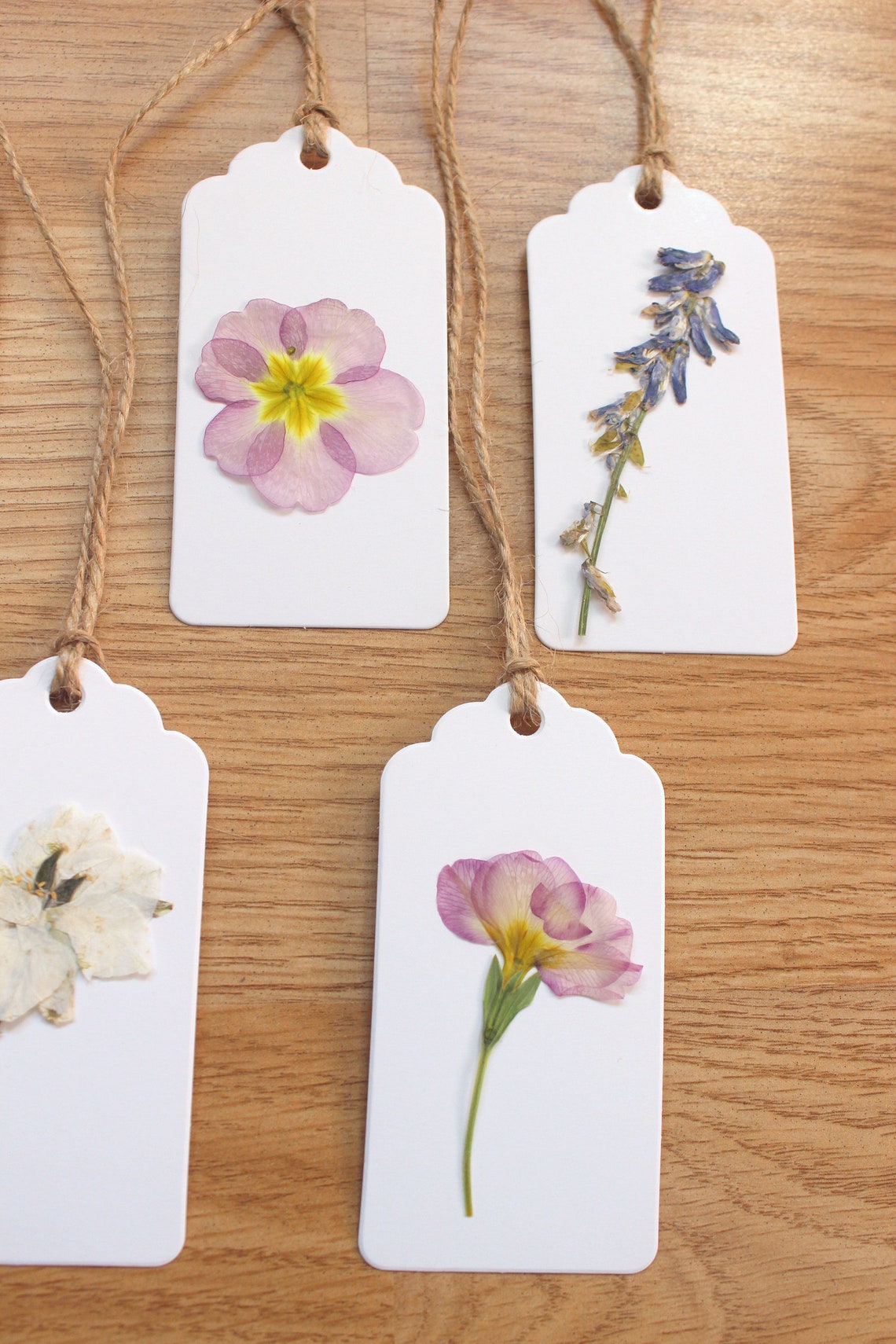 Real Pressed Flower Tags Wedding Favour Gift Tags | Etsy