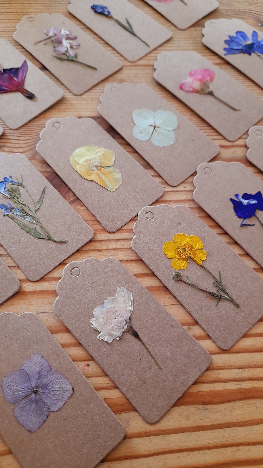 Real Pressed Flower Gift Tags | Party | Wedding Tags Botanical Tags - Etsy