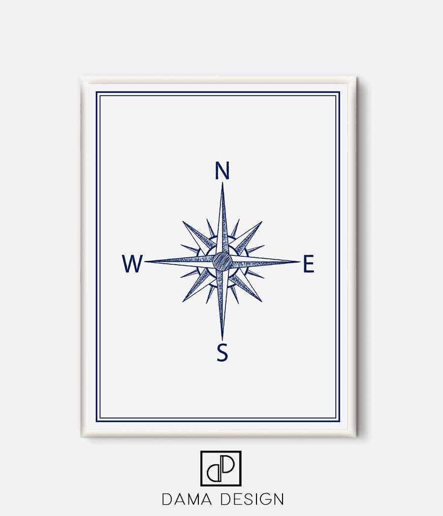 Compass Poster Compass Illustration Nautical Poster Compass | Etsy