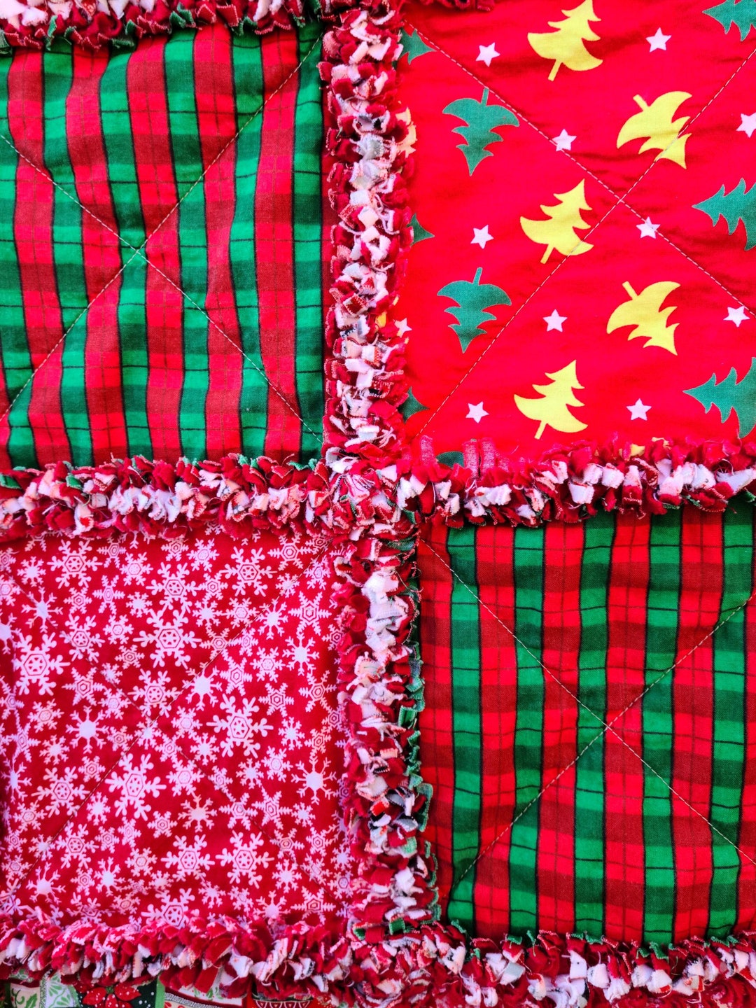 Christmas Rag Quilt Throw - Etsy