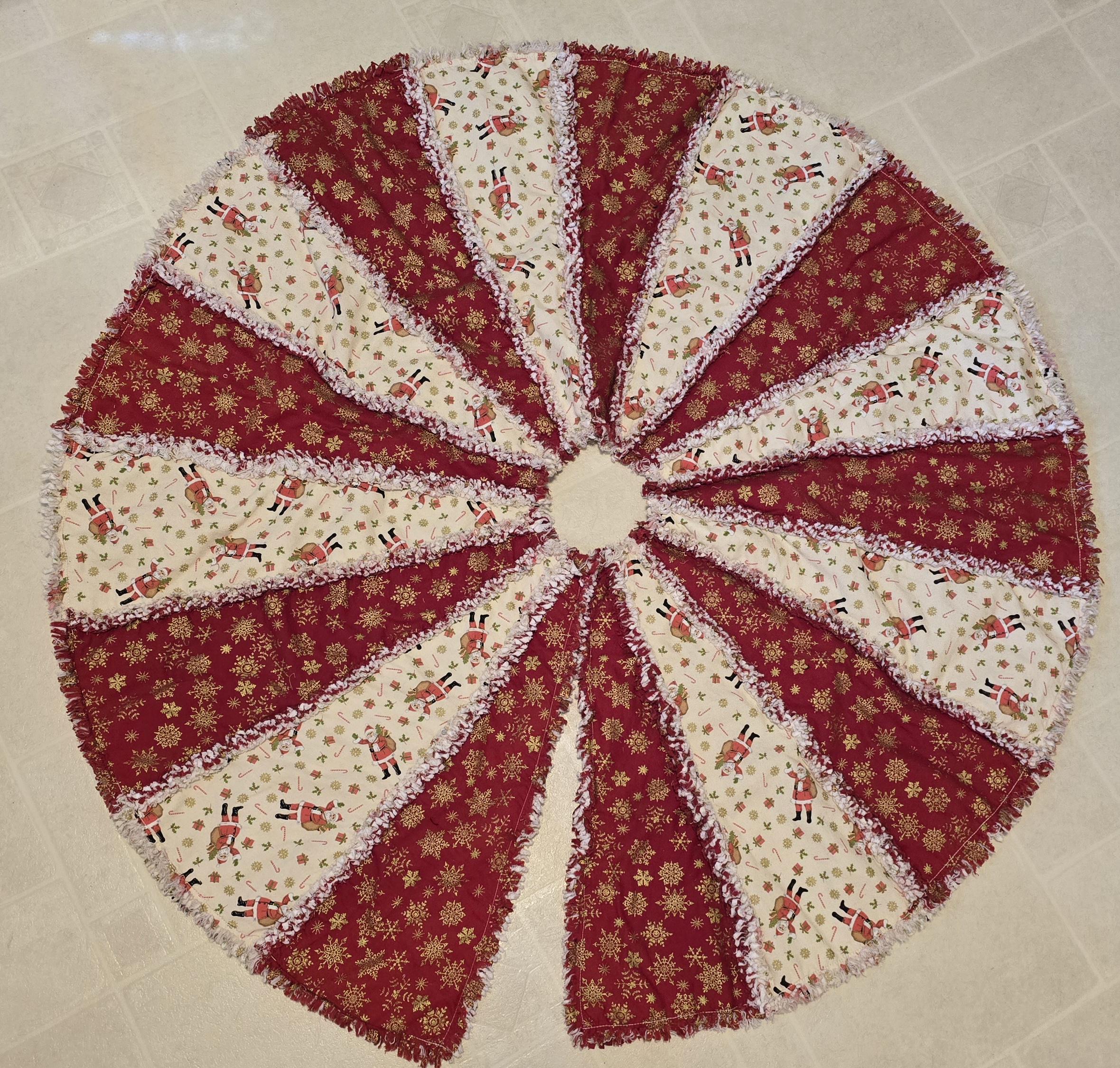 Handmade Rag Quilt Christmas Tree Skirt: Flannel & Cotton, 44-48 In - Etsy